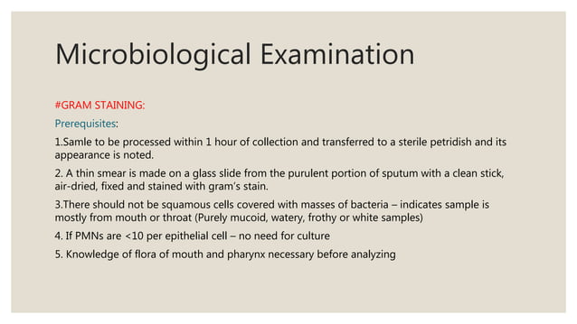 Sputum examination cytology and microscopy | PPTX
