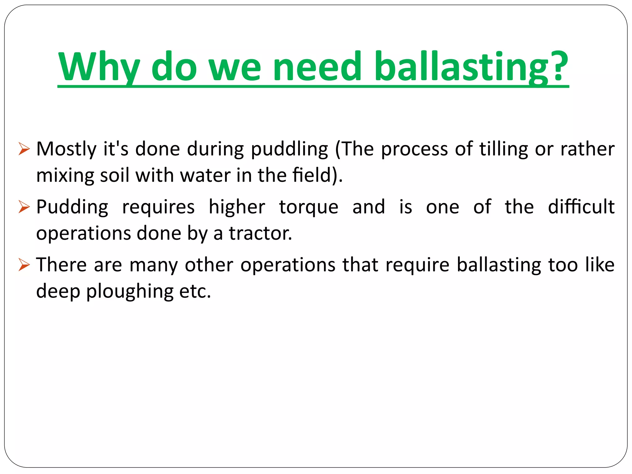 Ballasting Of Tractors & Power Tillers | PPTX