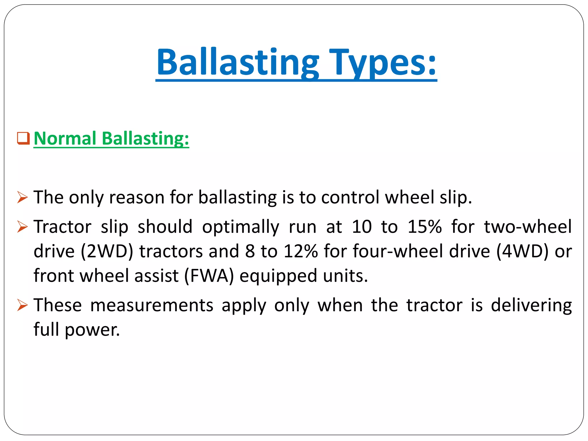 Ballasting Of Tractors & Power Tillers | PPTX
