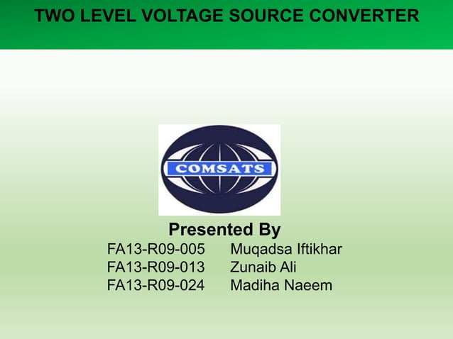 Sinusoidal PWM and Space Vector Modulation For Two Level Voltage Source Converter | PPTX ...