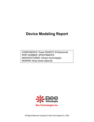 SPICE MODEL of SPW47N60CFD(PSpice) | PDF