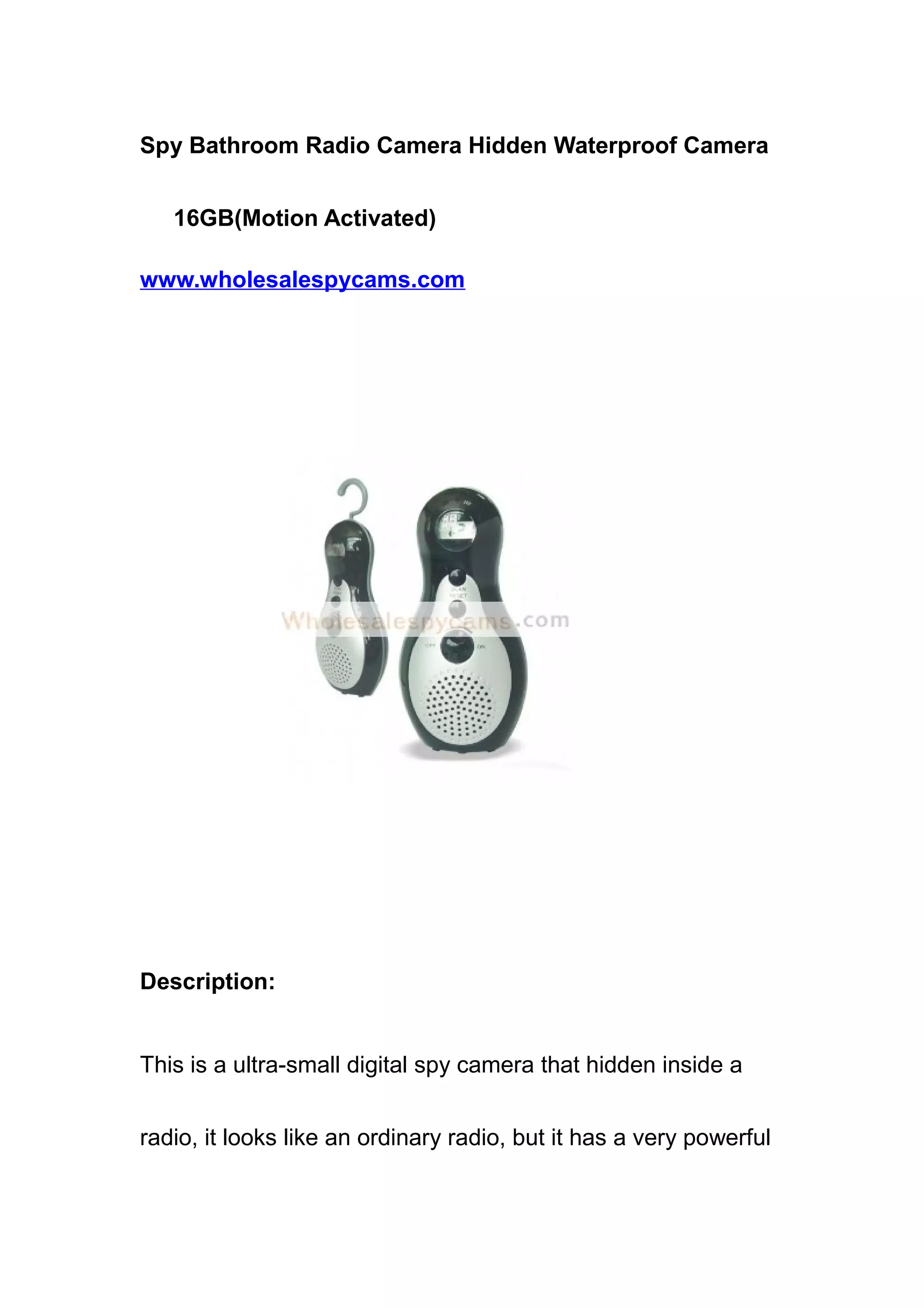 Spy bathroom radio camera hidden waterproof camera 16 gb(motion ...