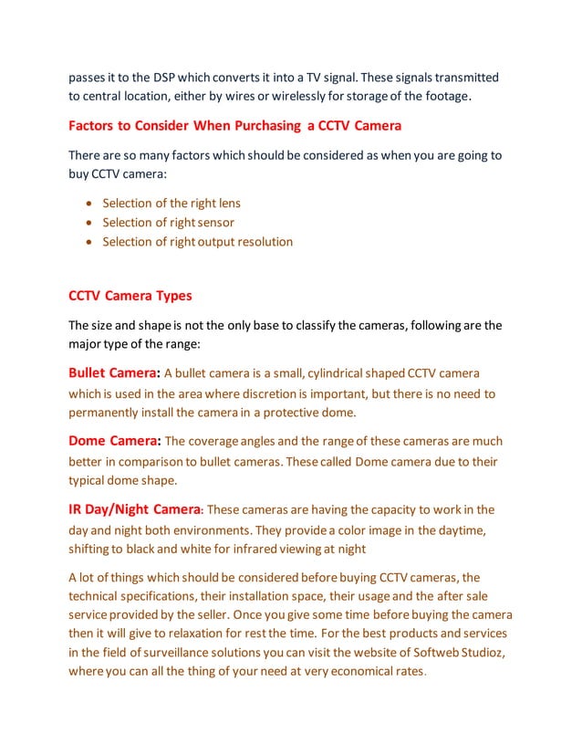 CCTV Camera- A Hand Book | DOCX | Cameras and Camcorders | Consumer ...