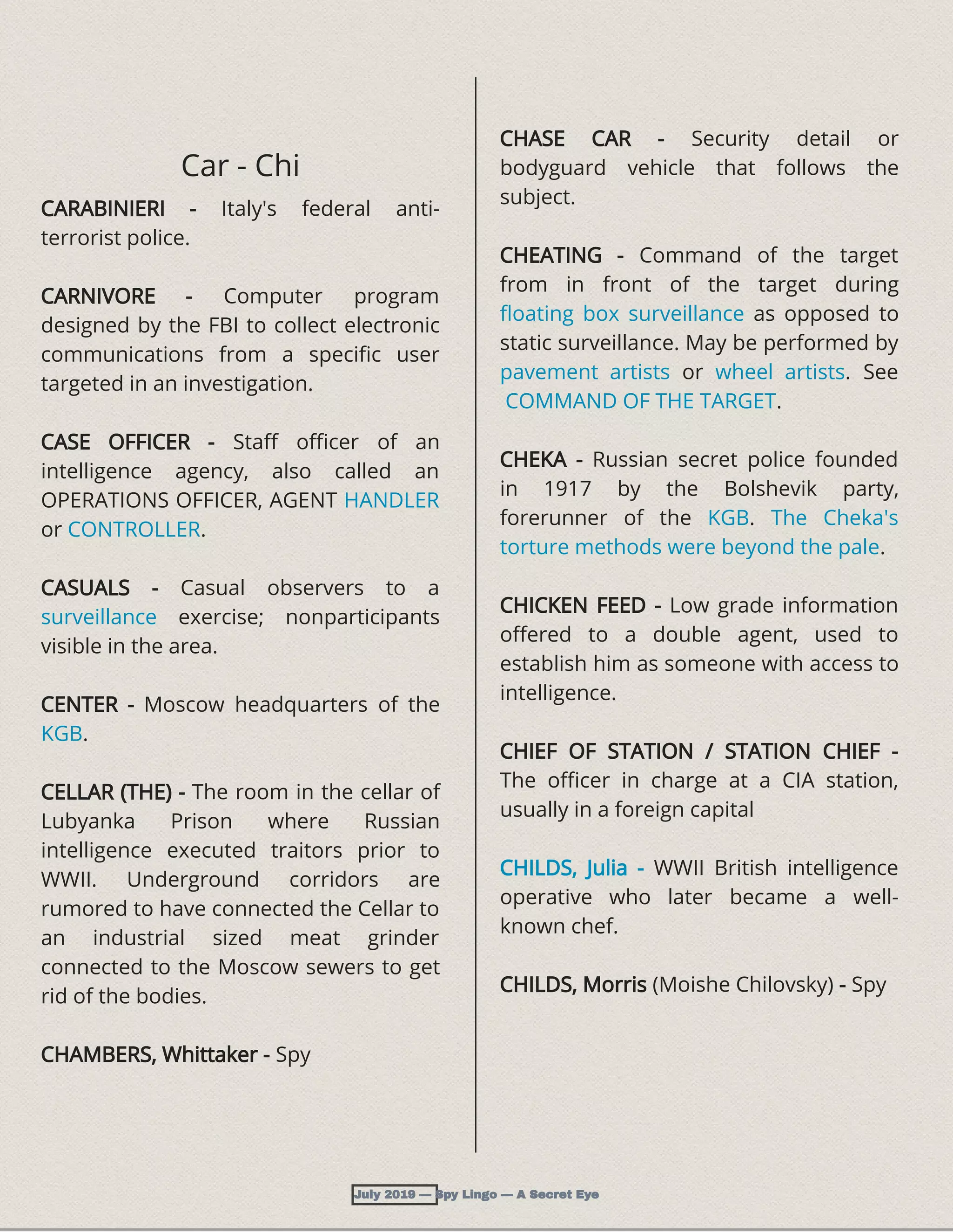 Spy Lingo - A Compendium Of Terms Used In The Intelligence Trade | PDF