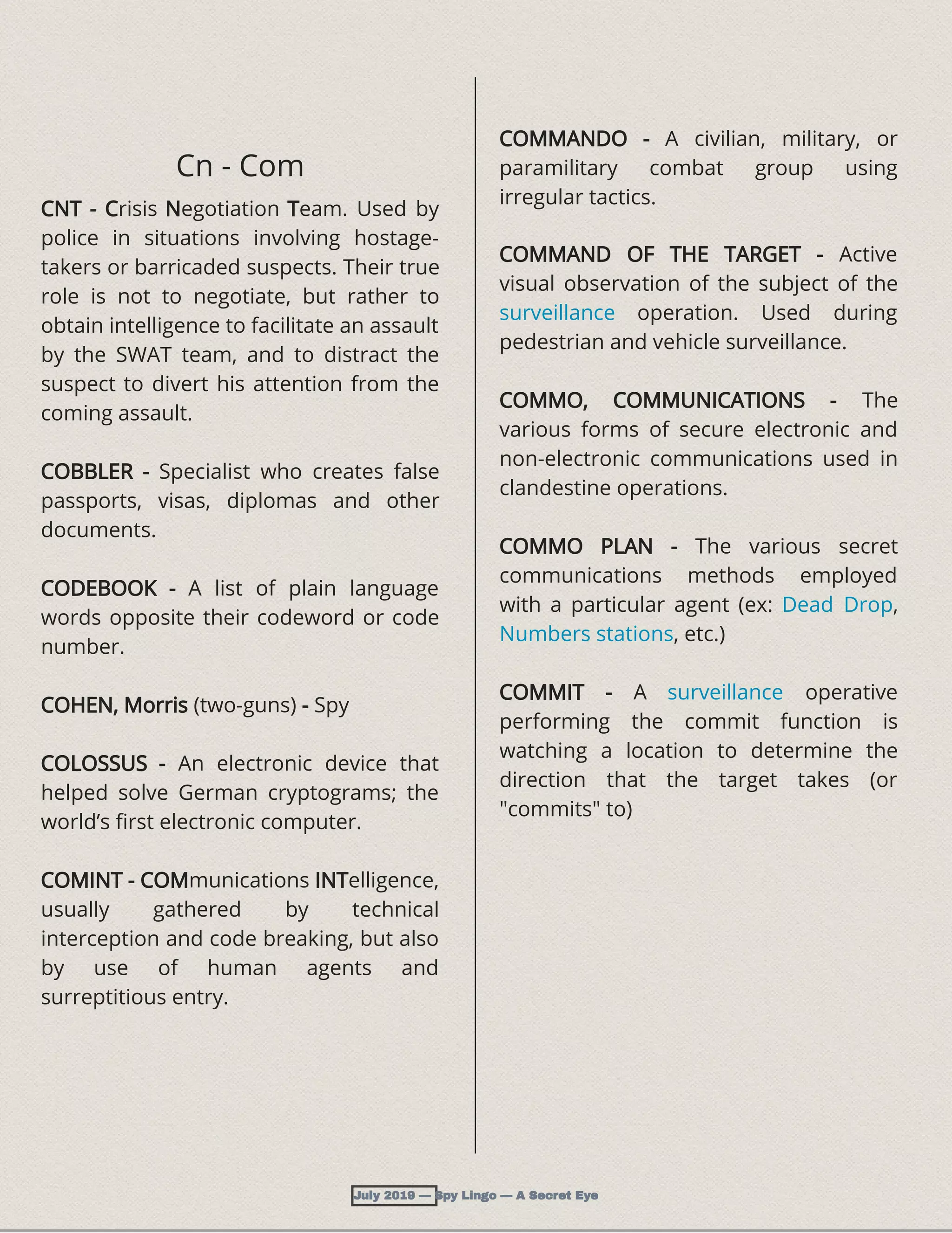 Spy Lingo - A Compendium Of Terms Used In The Intelligence Trade | PDF