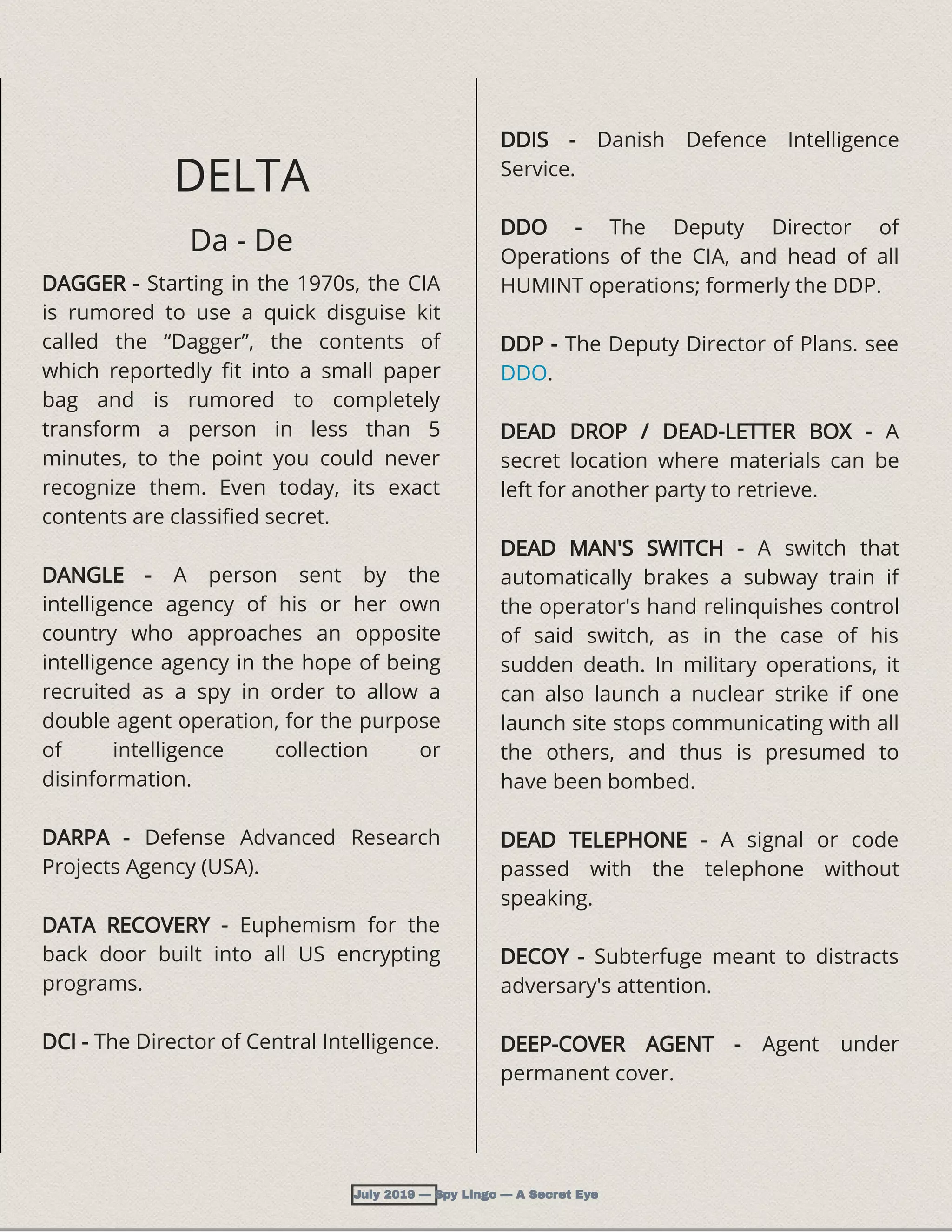 Spy Lingo - A Compendium Of Terms Used In The Intelligence Trade | PDF