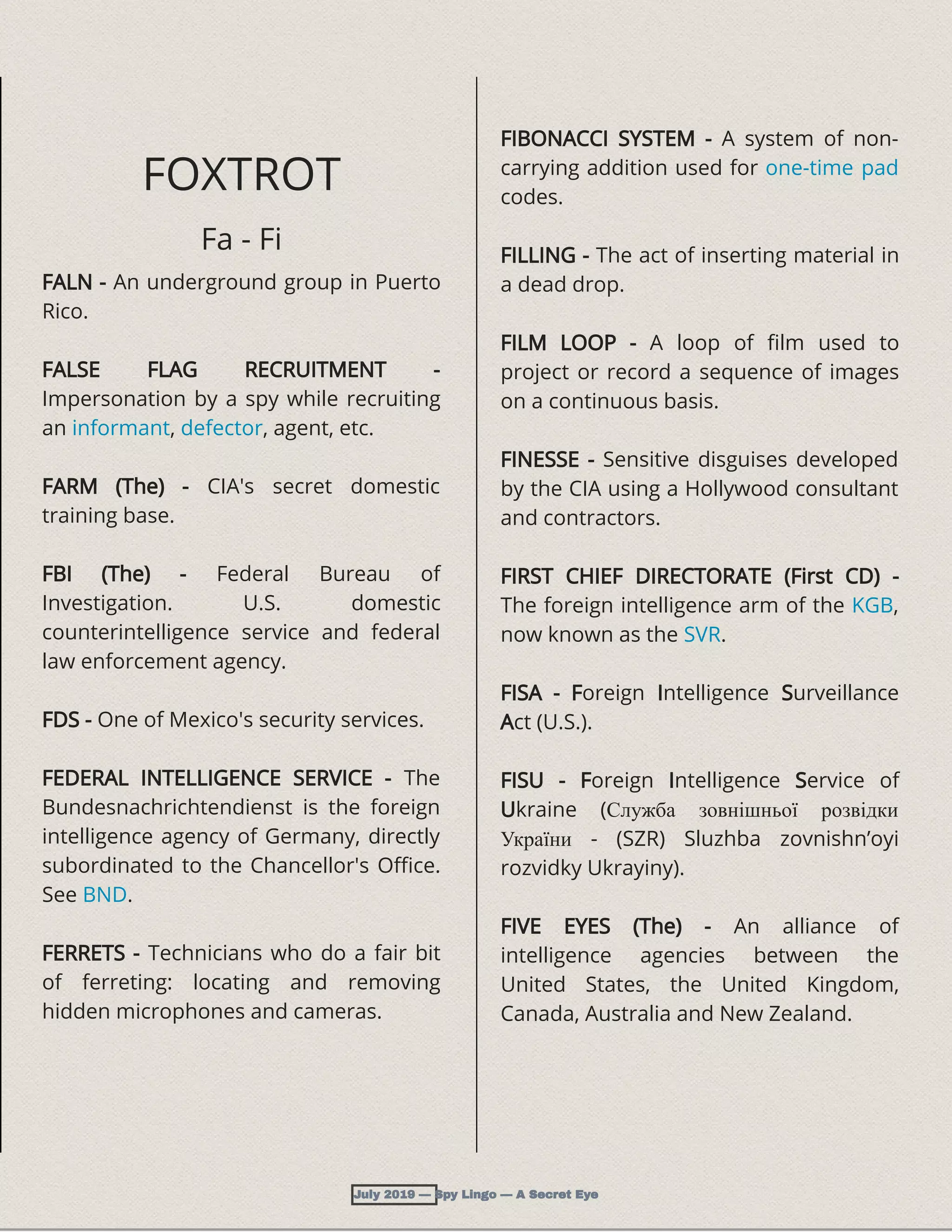 Spy Lingo - A Compendium Of Terms Used In The Intelligence Trade | PDF