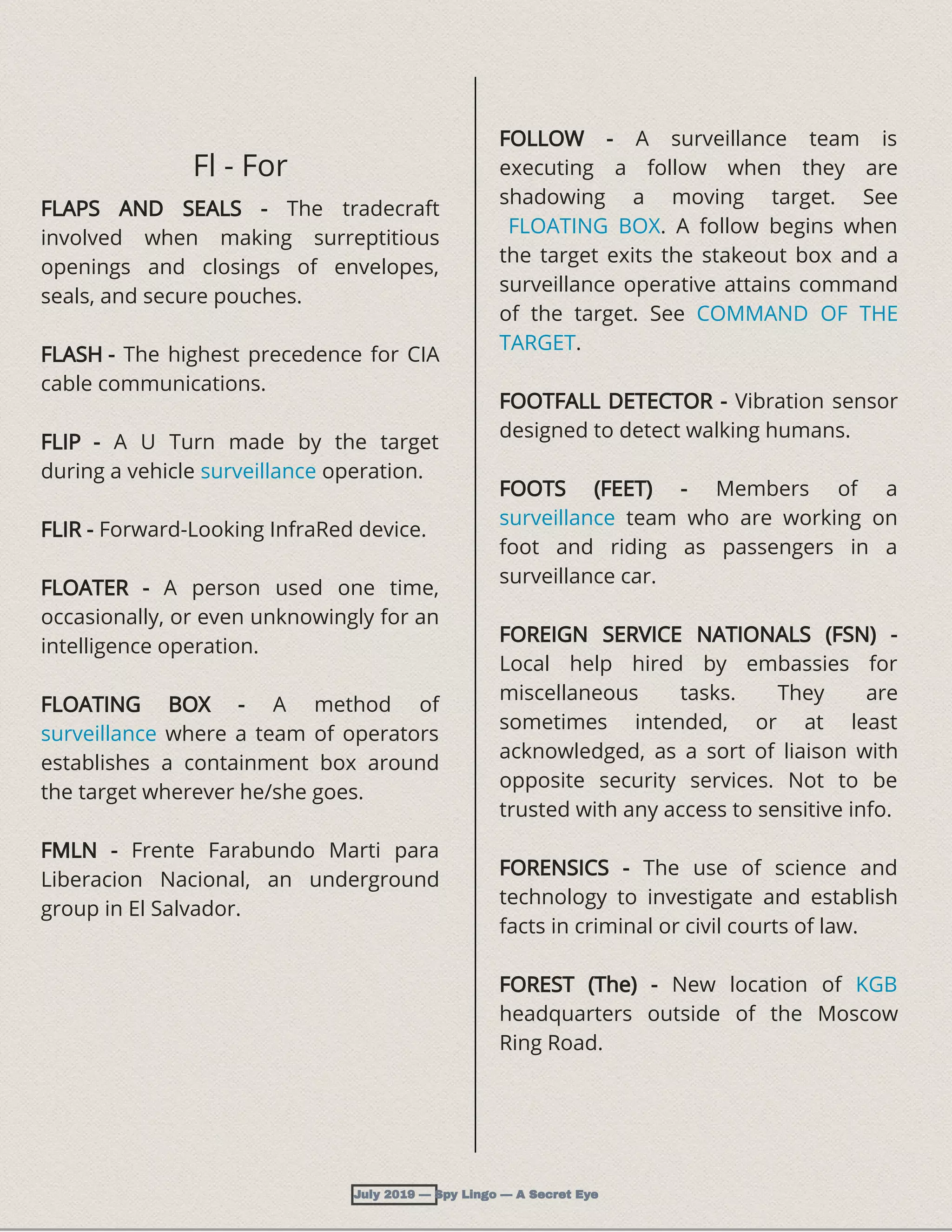 Spy Lingo - A Compendium Of Terms Used In The Intelligence Trade | PDF