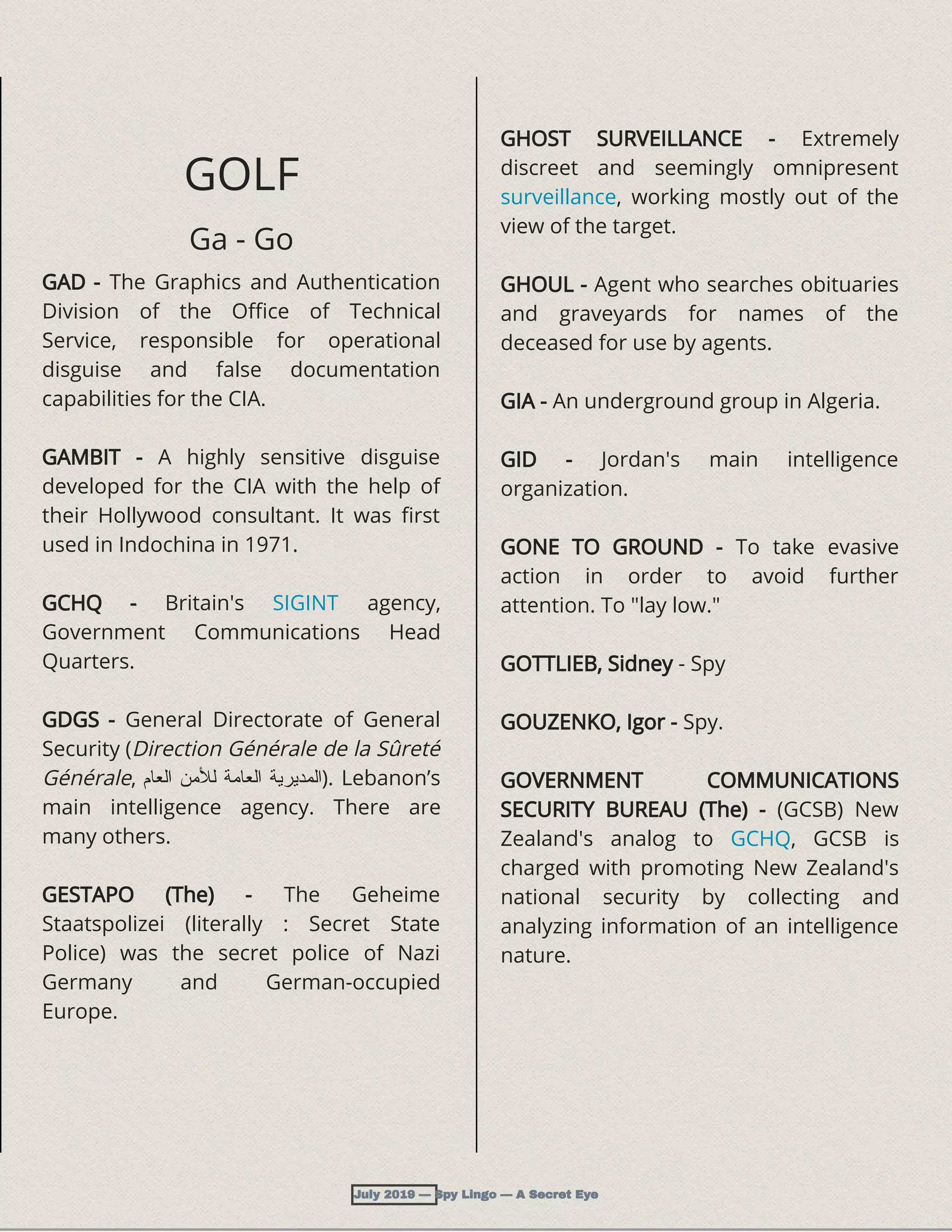 Spy Lingo - A Compendium Of Terms Used In The Intelligence Trade | PDF