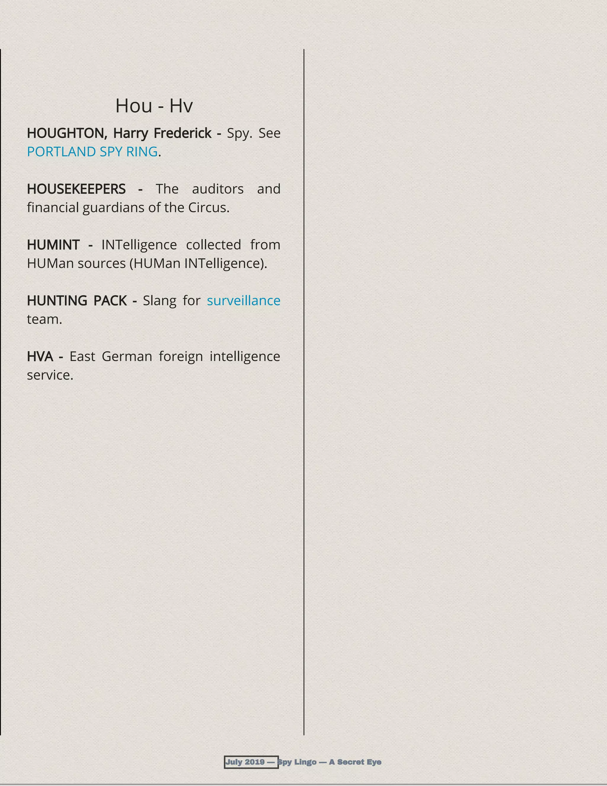 Spy Lingo - A Compendium Of Terms Used In The Intelligence Trade | PDF