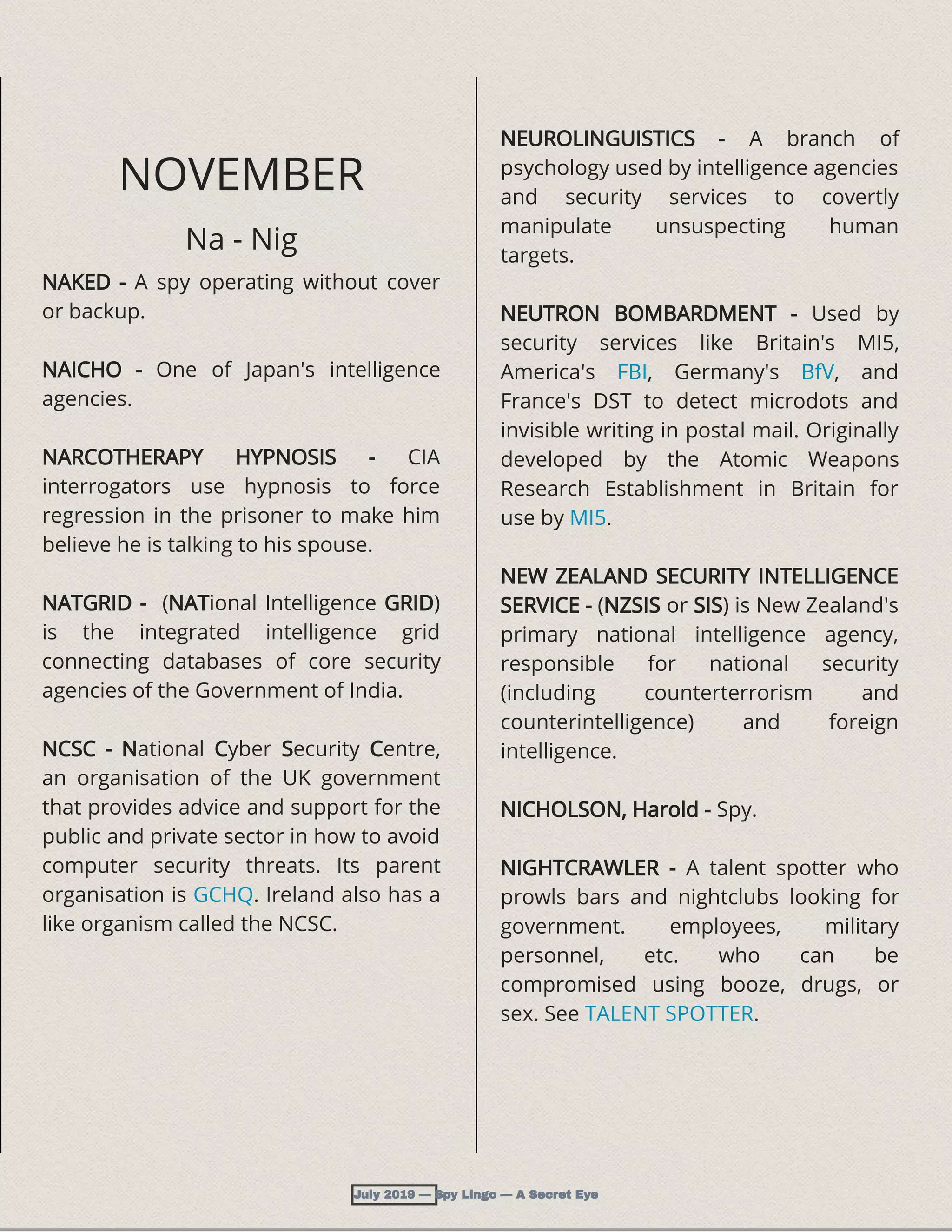 Spy Lingo - A Compendium Of Terms Used In The Intelligence Trade | PDF