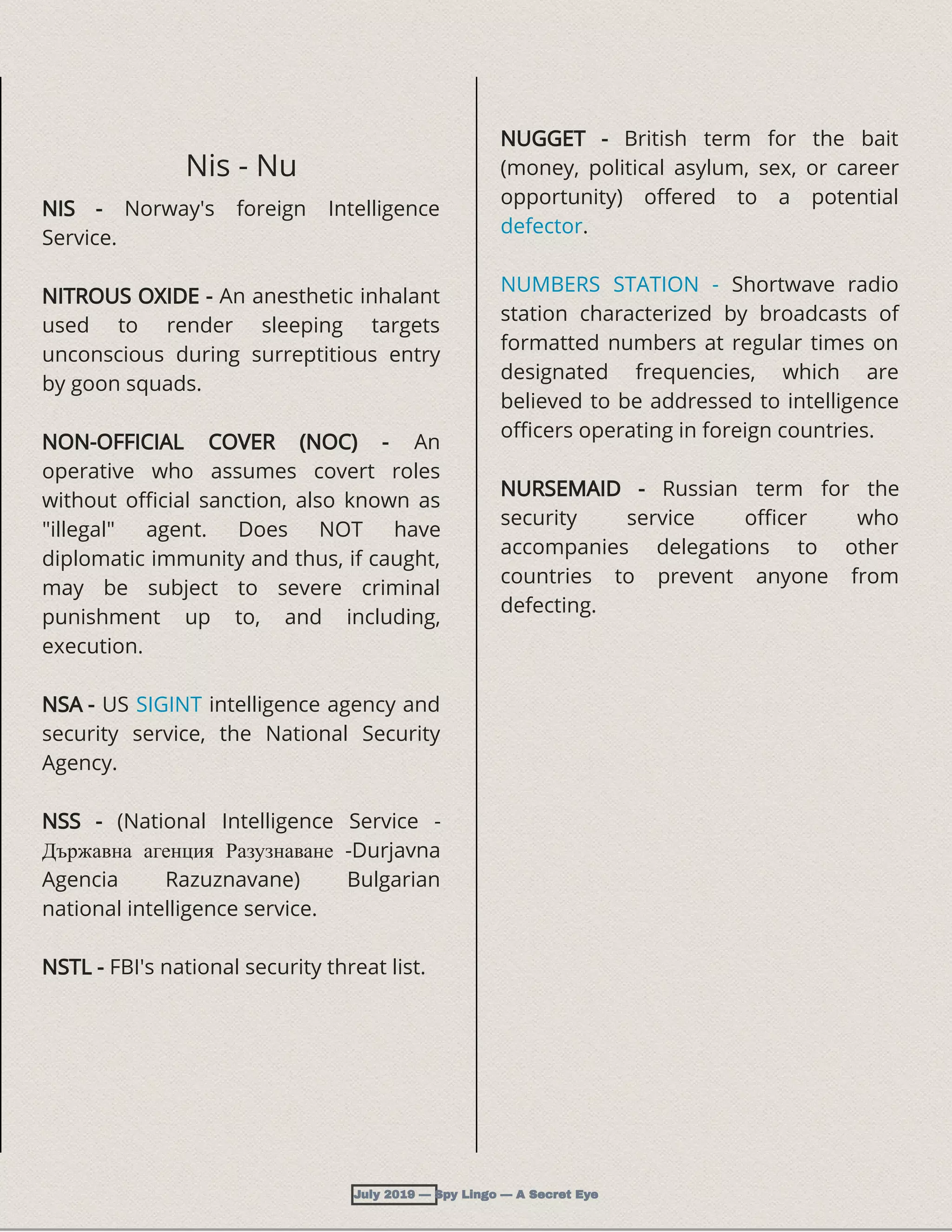 Spy Lingo - A Compendium Of Terms Used In The Intelligence Trade | PDF