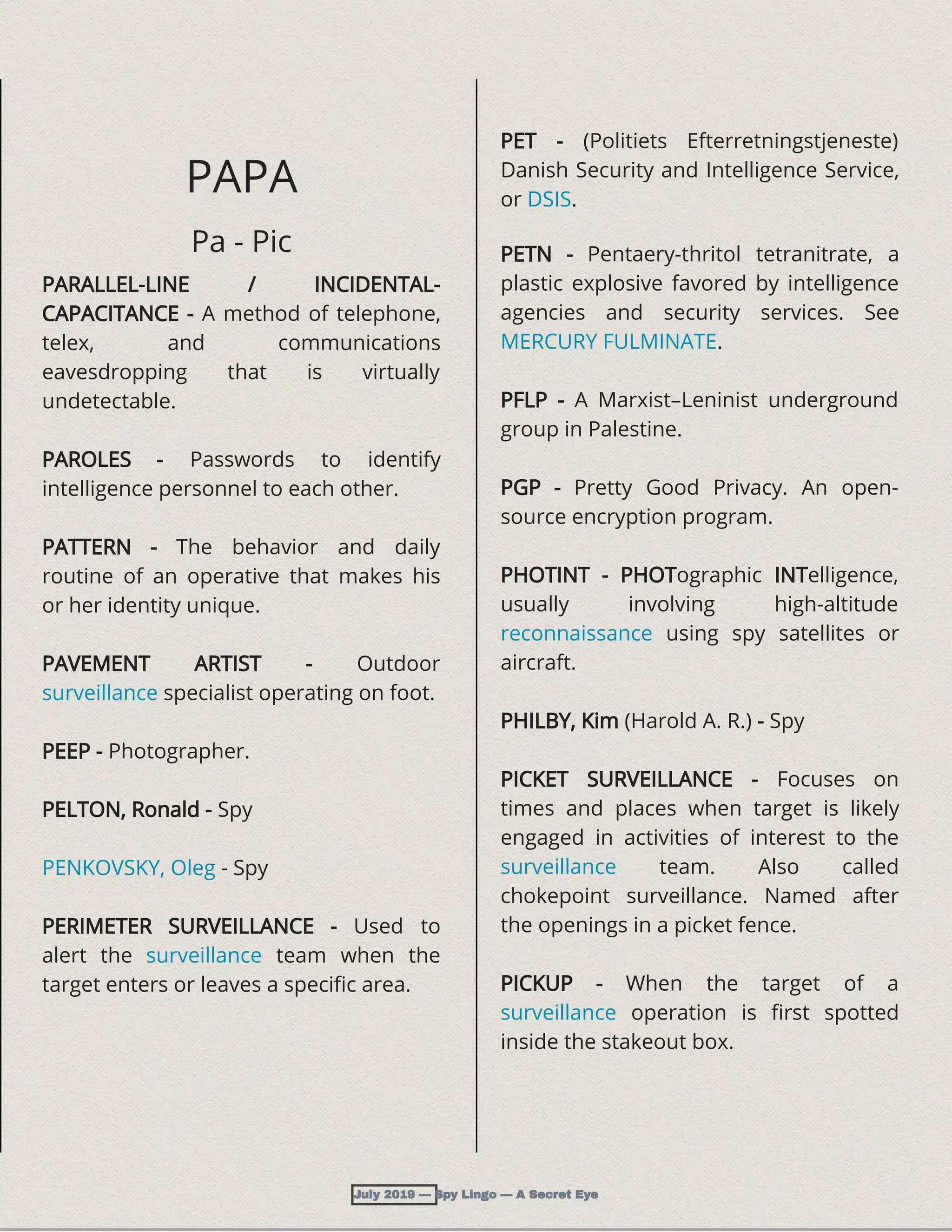 Spy Lingo - A Compendium Of Terms Used In The Intelligence Trade | PDF