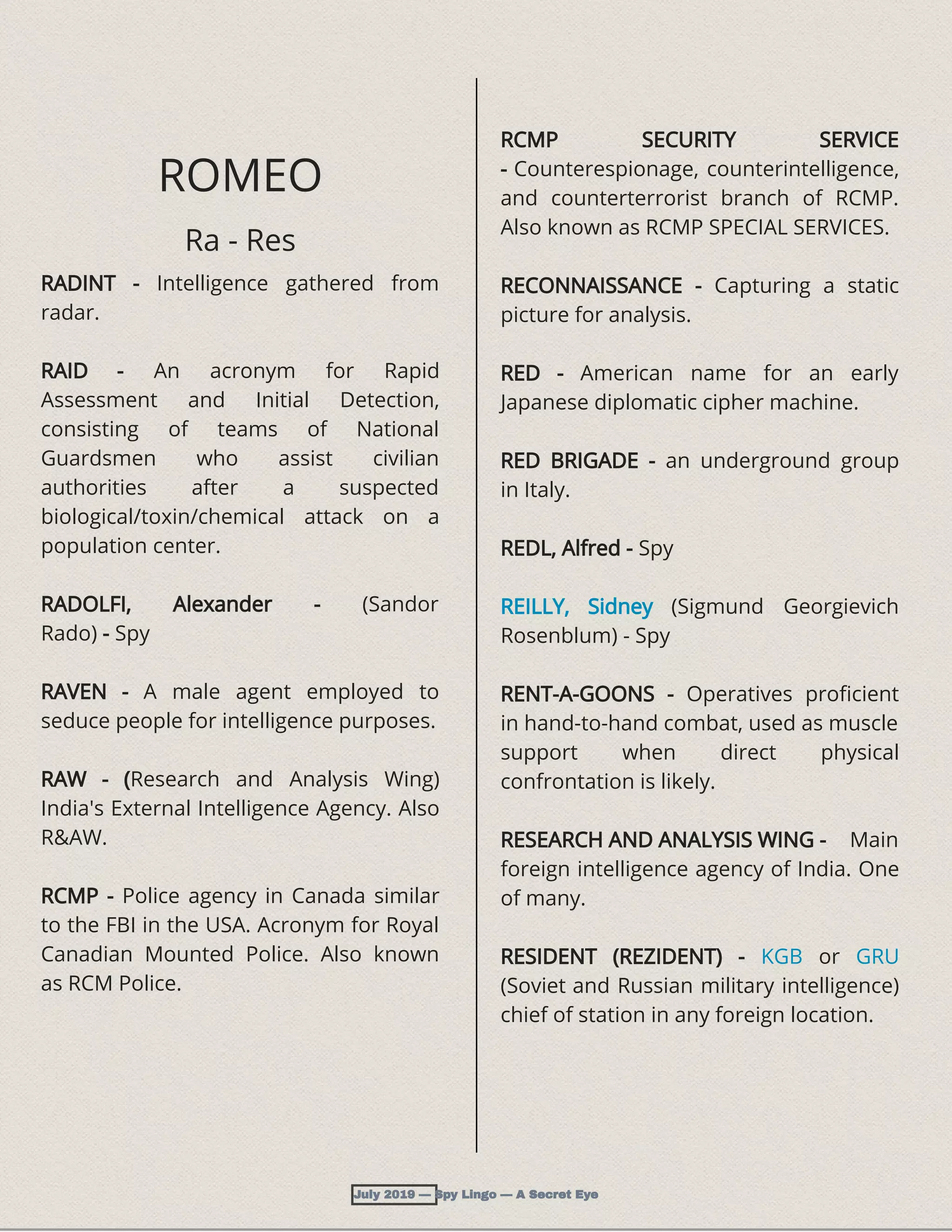 Spy Lingo - A Compendium Of Terms Used In The Intelligence Trade | PDF