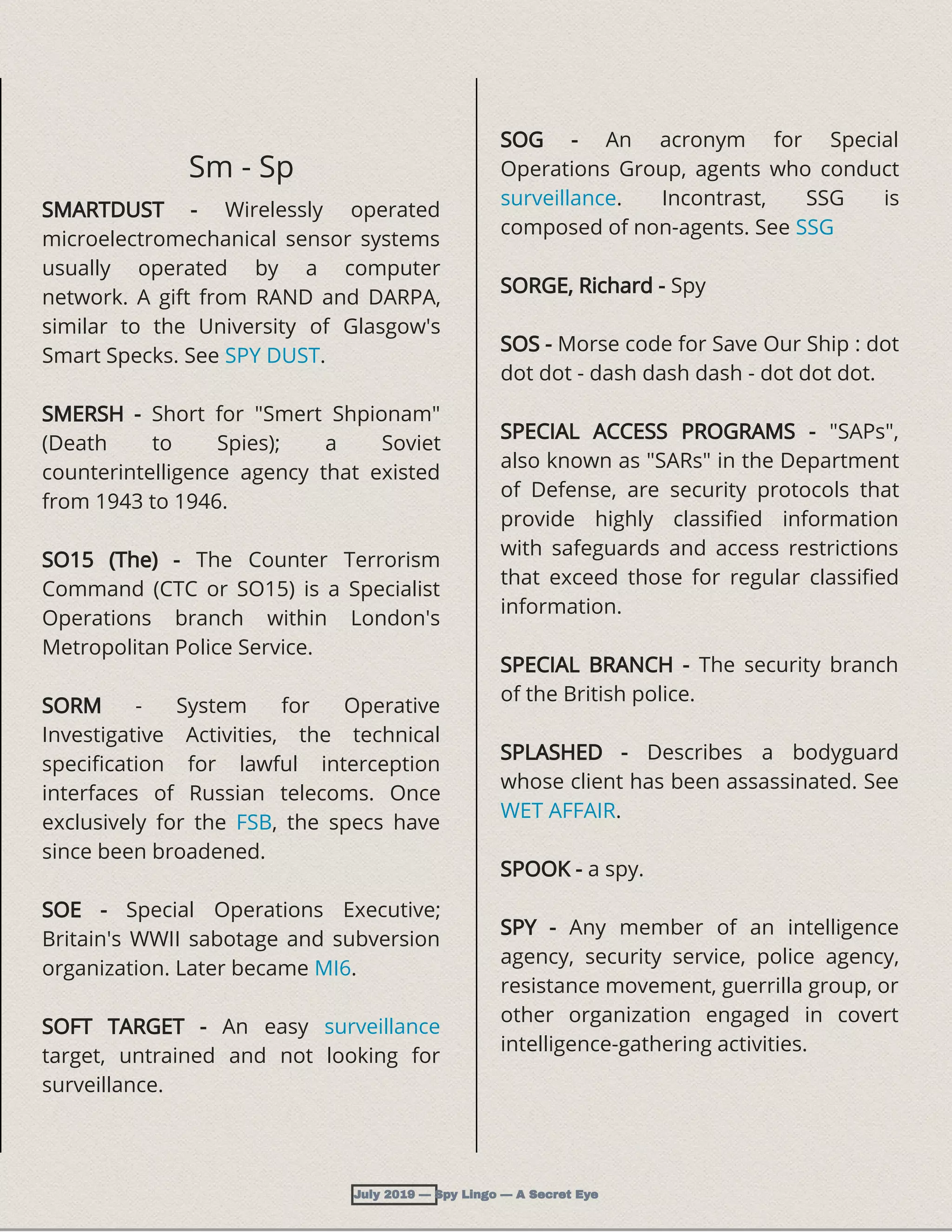 Spy Lingo - A Compendium Of Terms Used In The Intelligence Trade | PDF
