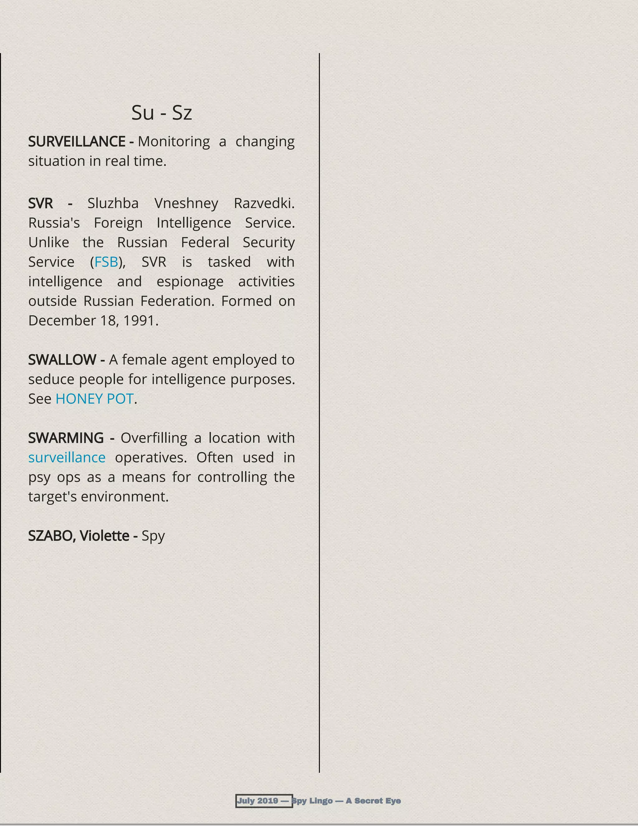 Spy Lingo - A Compendium Of Terms Used In The Intelligence Trade | PDF