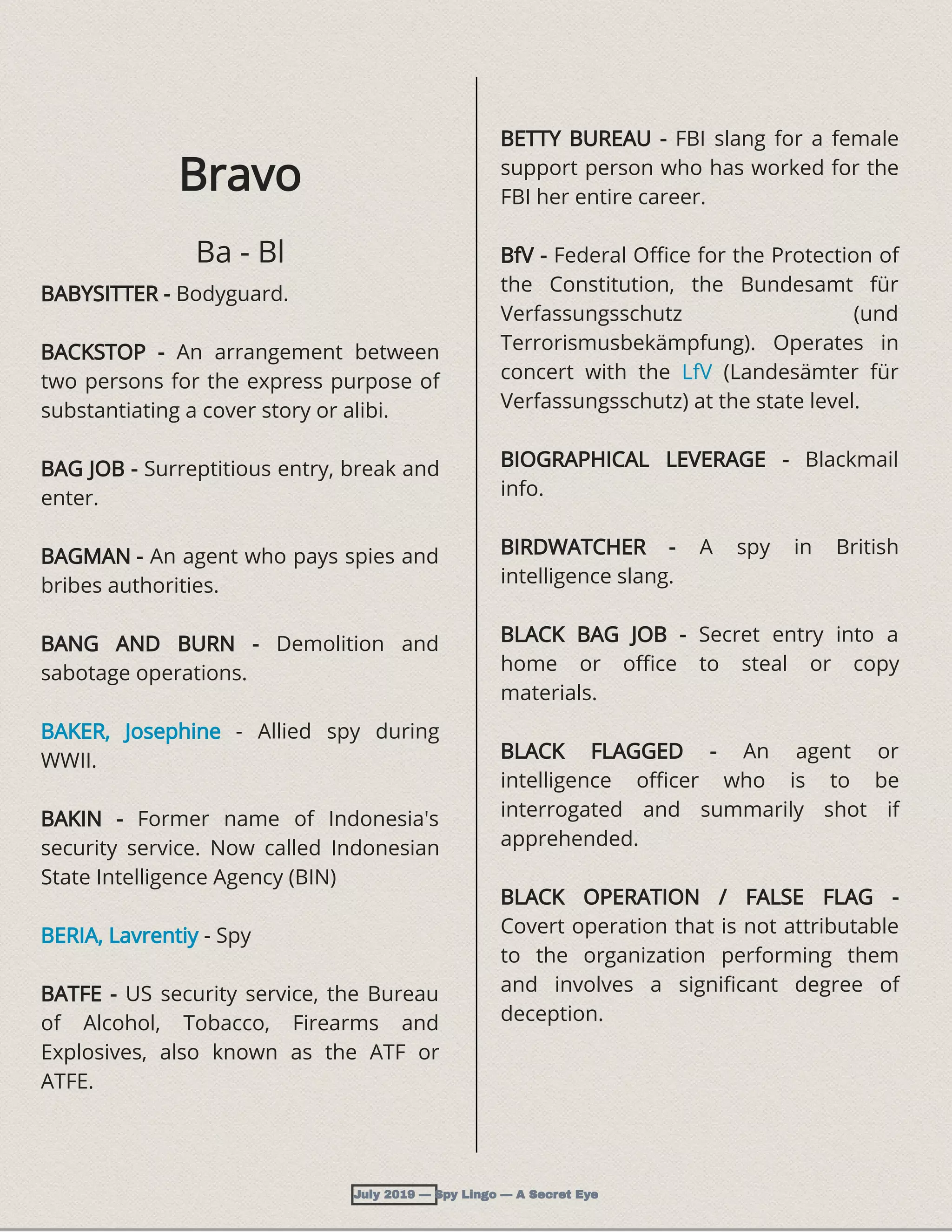 Spy Lingo - A Compendium Of Terms Used In The Intelligence Trade | PDF