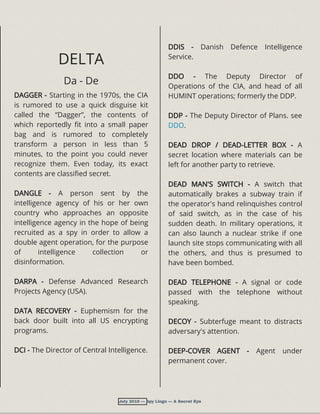 Spy Lingo - A Compendium Of Terms Used In The Intelligence Trade | PDF