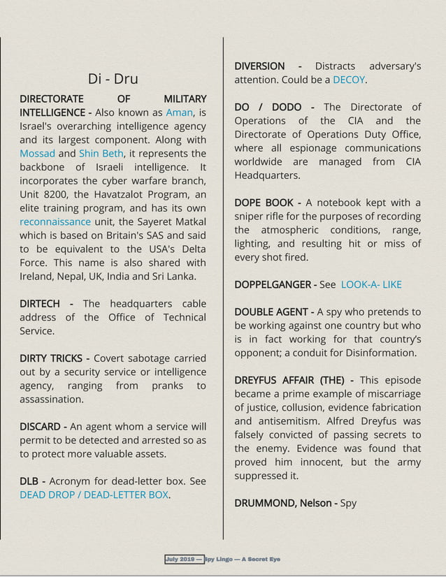 Spy Lingo - A Compendium Of Terms Used In The Intelligence Trade | PDF