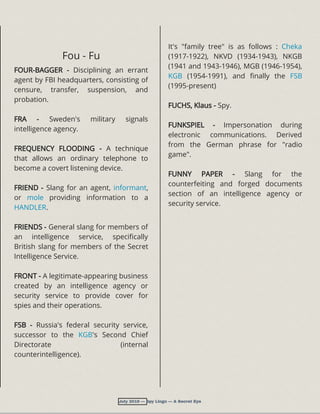 Spy Lingo - A Compendium Of Terms Used In The Intelligence Trade | PDF