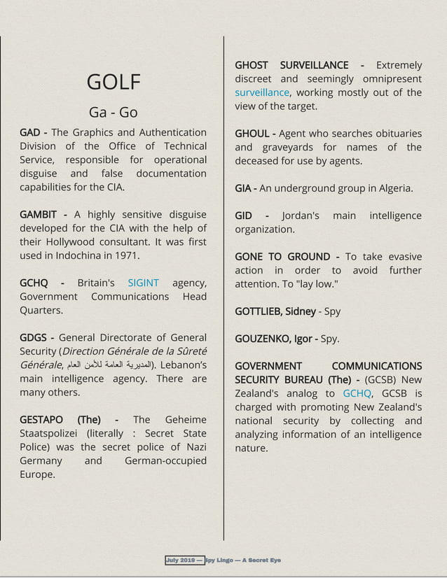 Spy Lingo - A Compendium Of Terms Used In The Intelligence Trade | PDF