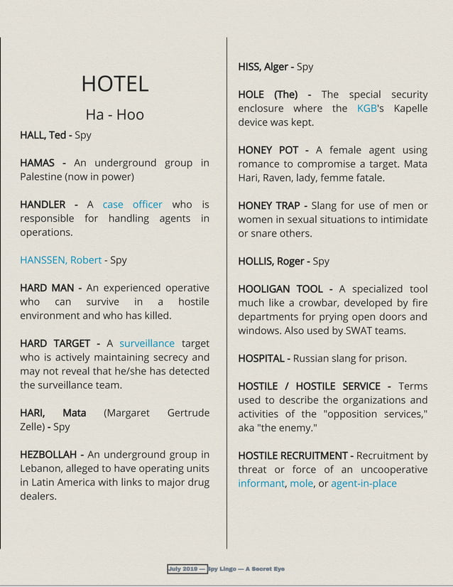 Spy Lingo - A Compendium Of Terms Used In The Intelligence Trade | PDF