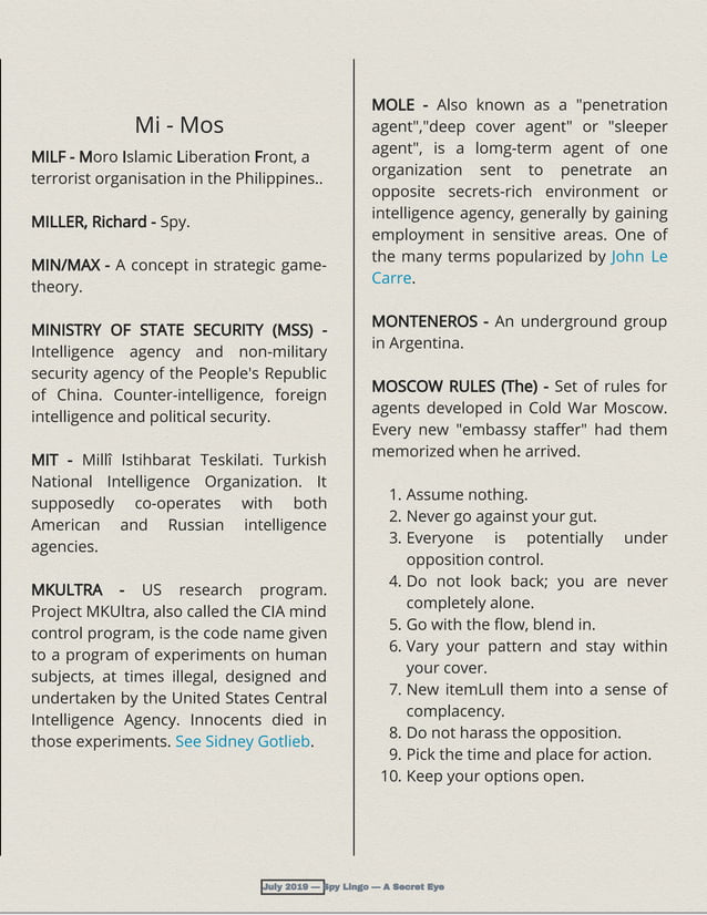 Spy Lingo - A Compendium Of Terms Used In The Intelligence Trade | PDF