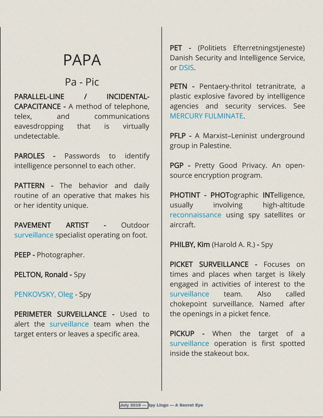 Spy Lingo - A Compendium Of Terms Used In The Intelligence Trade | PDF