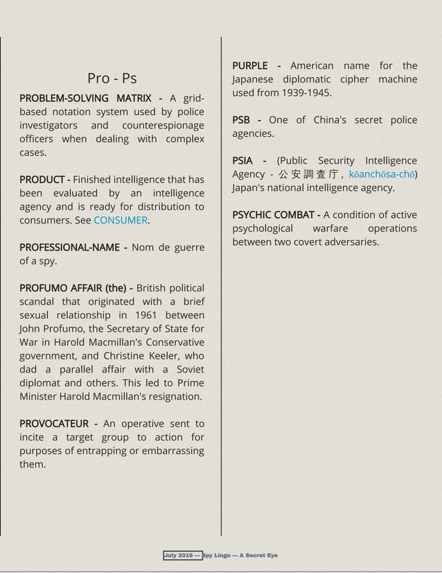 Spy Lingo - A Compendium Of Terms Used In The Intelligence Trade | PDF