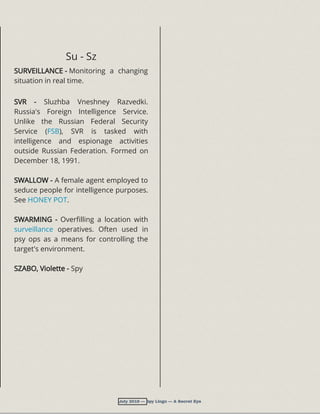 Spy Lingo - A Compendium Of Terms Used In The Intelligence Trade | PDF