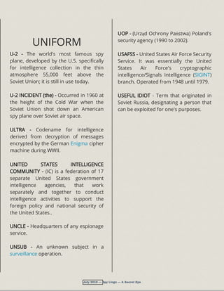 Spy Lingo - A Compendium Of Terms Used In The Intelligence Trade | PDF
