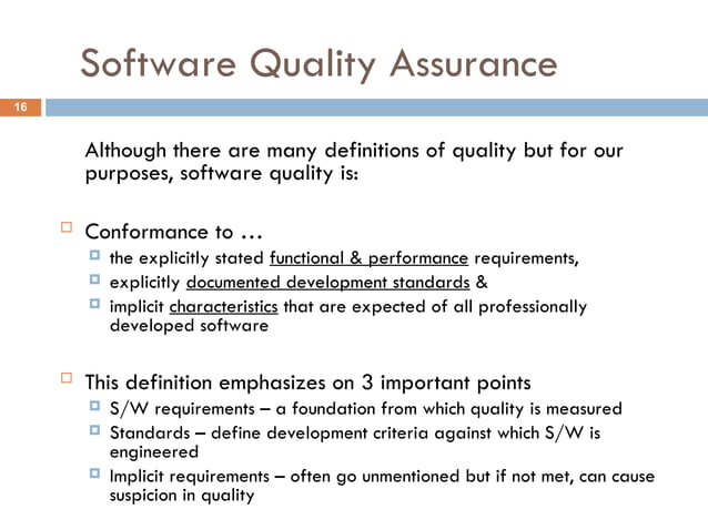 Software Quality Assurance presentation. | PPT
