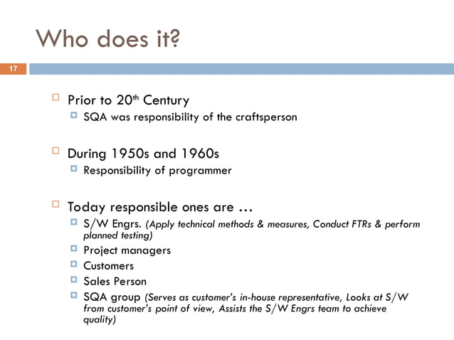 Software Quality Assurance presentation. | PPT