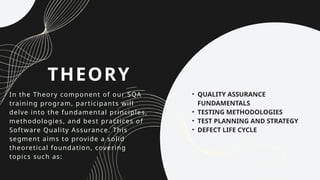 SQA Systematic process in every phase of development. Encompasses ...