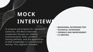 SQA Systematic process in every phase of development. Encompasses ...