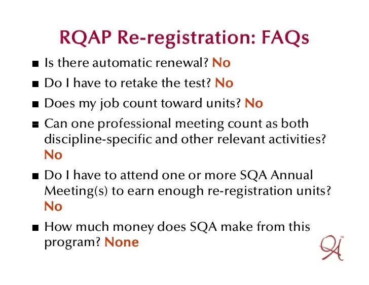SQA RQAP Re-registration Made Simple