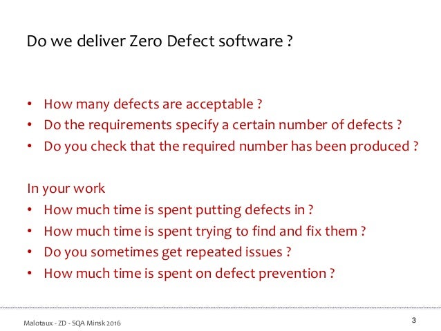 Examples how to move towards Zero Defects