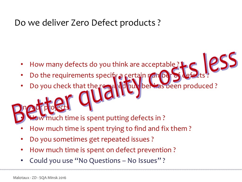 Examples How To Move Towards Zero Defects
