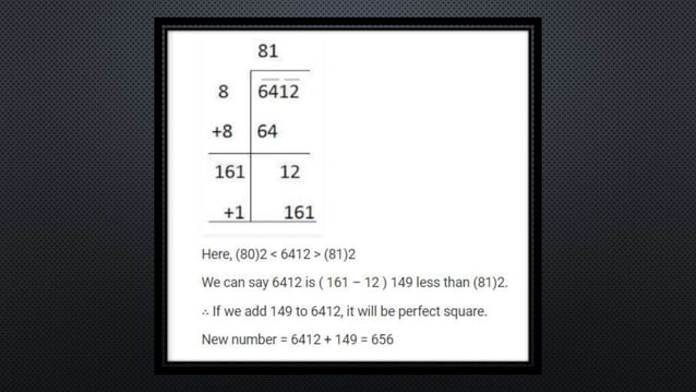 class 8 - Squares and square root, Exercise - 6.4 | PPTX