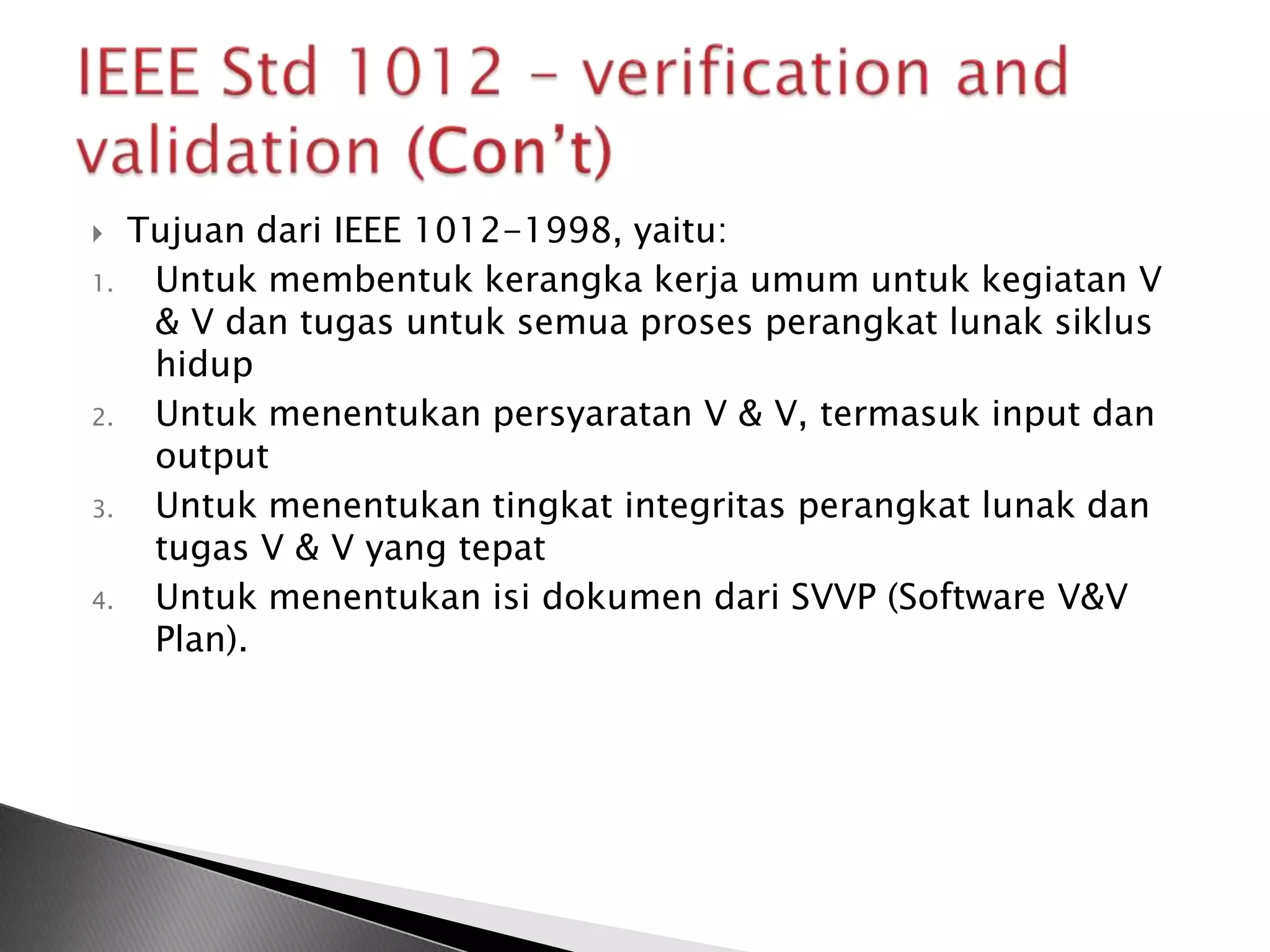 Sqa project process standards ieee software engineering standards | PPTX