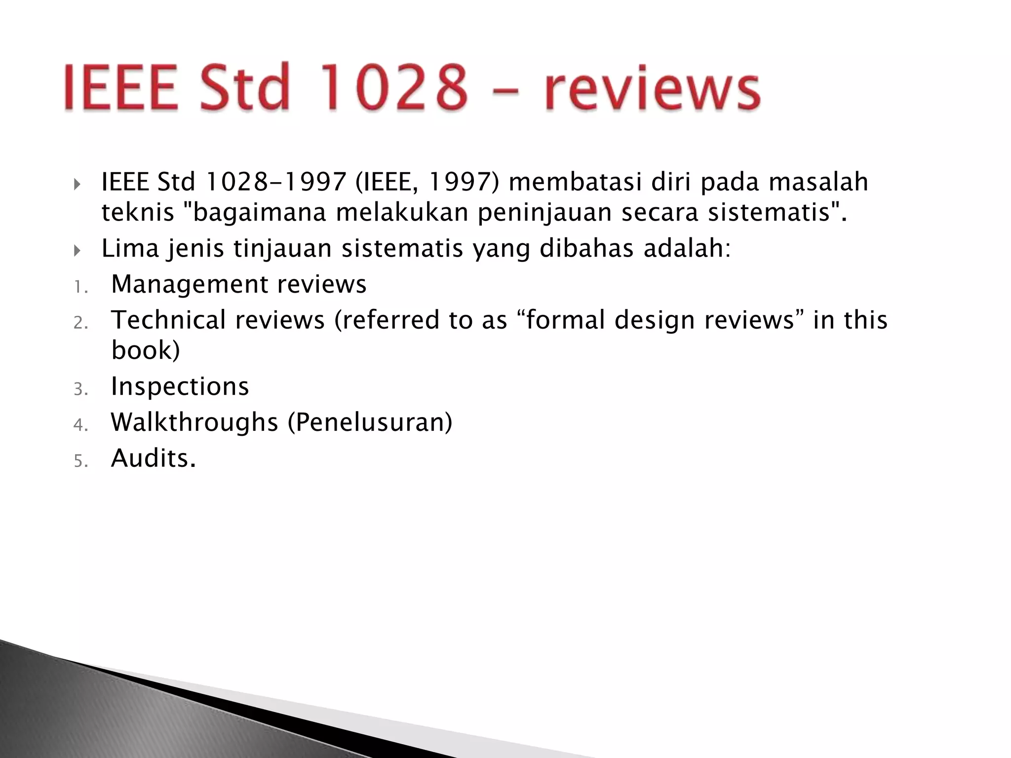 Sqa project process standards ieee software engineering standards | PPTX