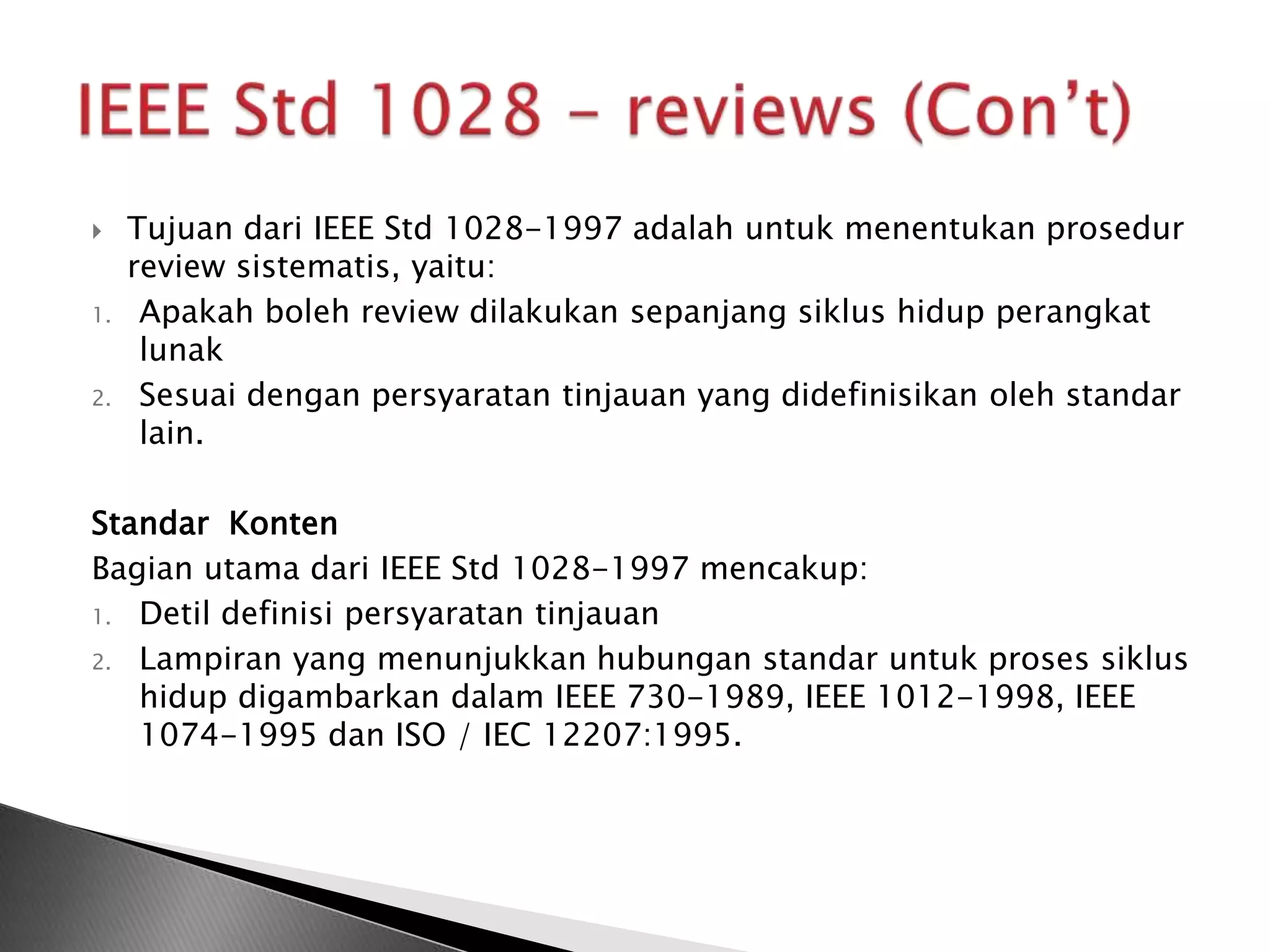 Sqa project process standards ieee software engineering standards | PPTX