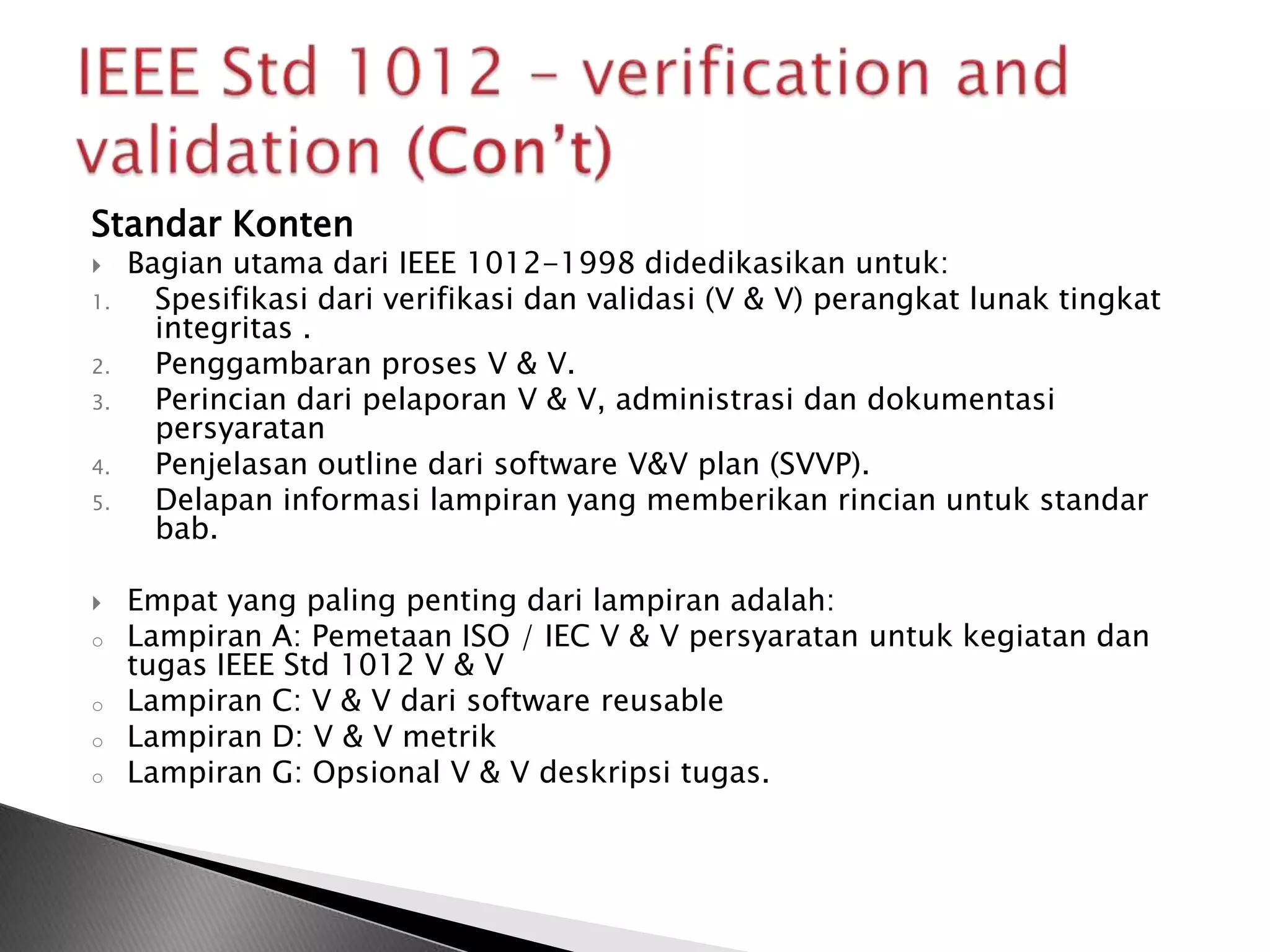 Sqa Project Process Standards Ieee Software Engineering Standards Ppt