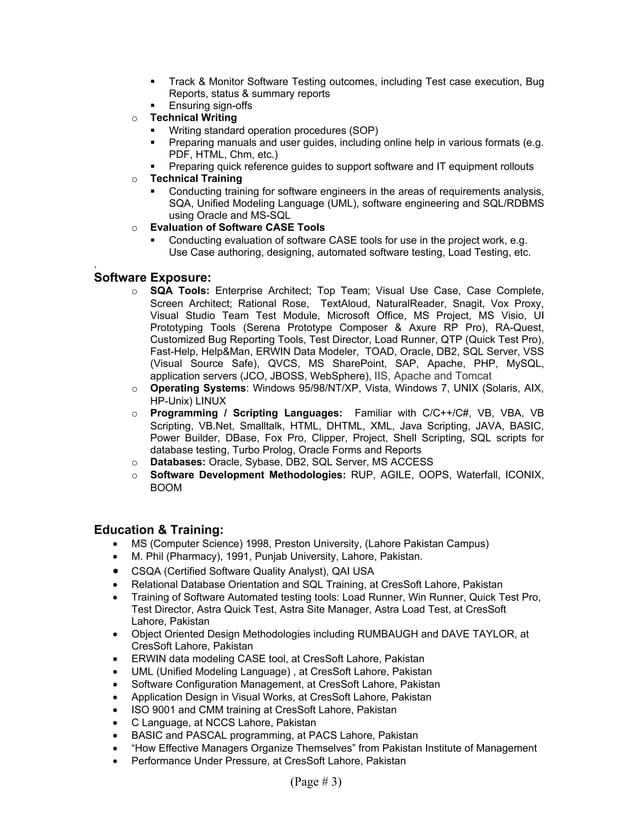 Skills Profile | DOC | Databases | Computer Software and Applications