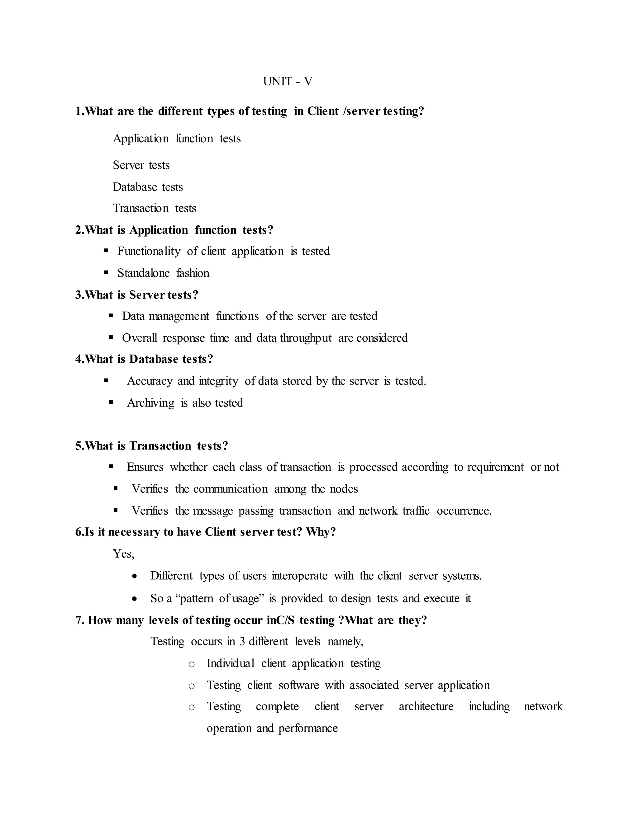 SOFTWARE QUALITY ASSURANCE AND TESTING - SHORT NOTES | DOC