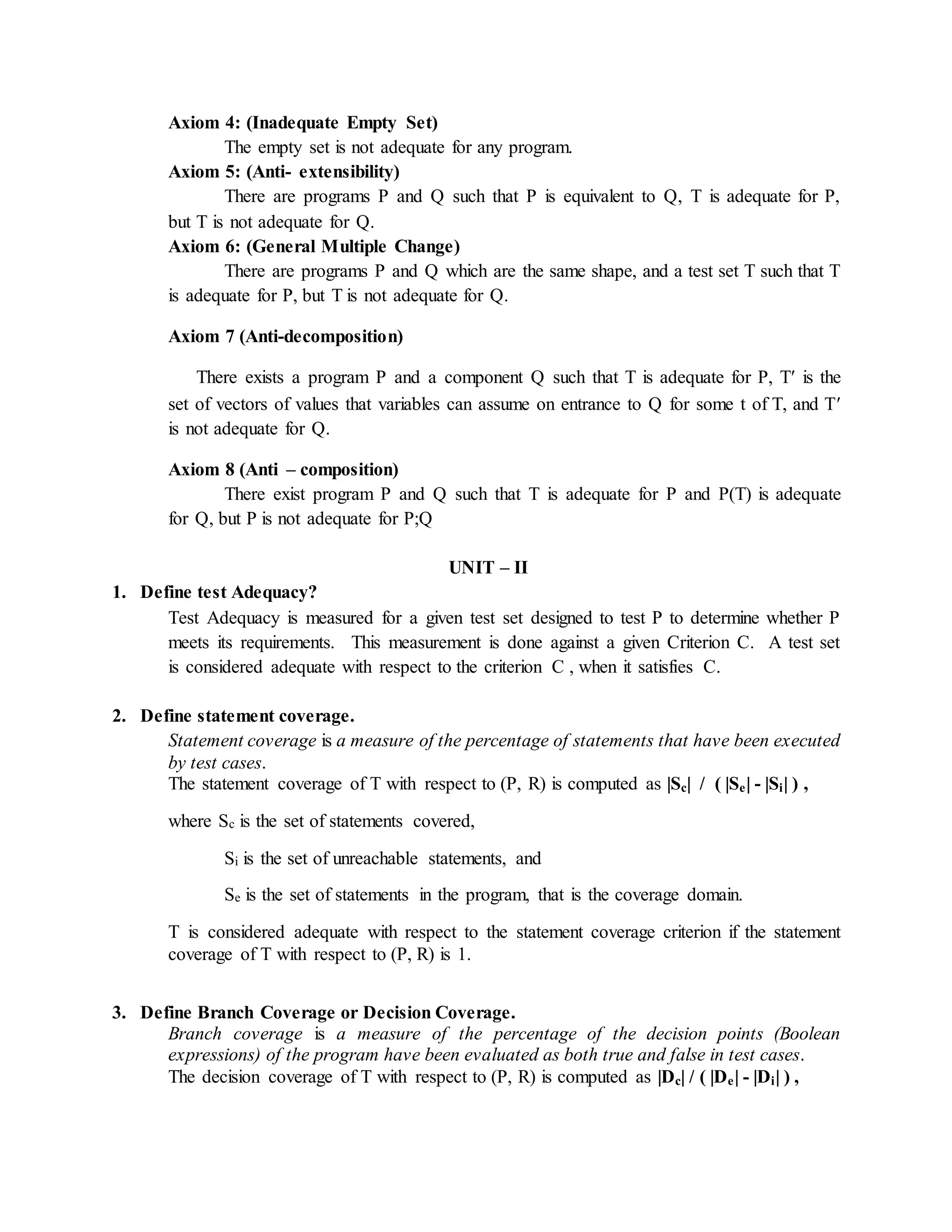 SOFTWARE QUALITY ASSURANCE AND TESTING - SHORT NOTES | DOC
