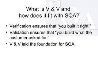 SQA V And V Intro & History | PPT