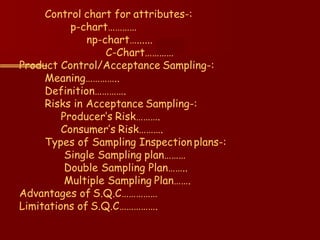 STATISTICAL QUALITY CONTROL- QUALITY ASSURANCE | PPTX