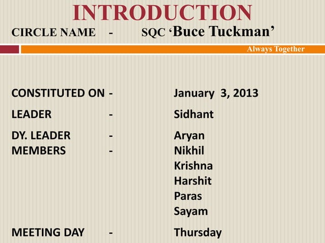 CMS_SQC Bruce Tuckman_Teamwork | PPT