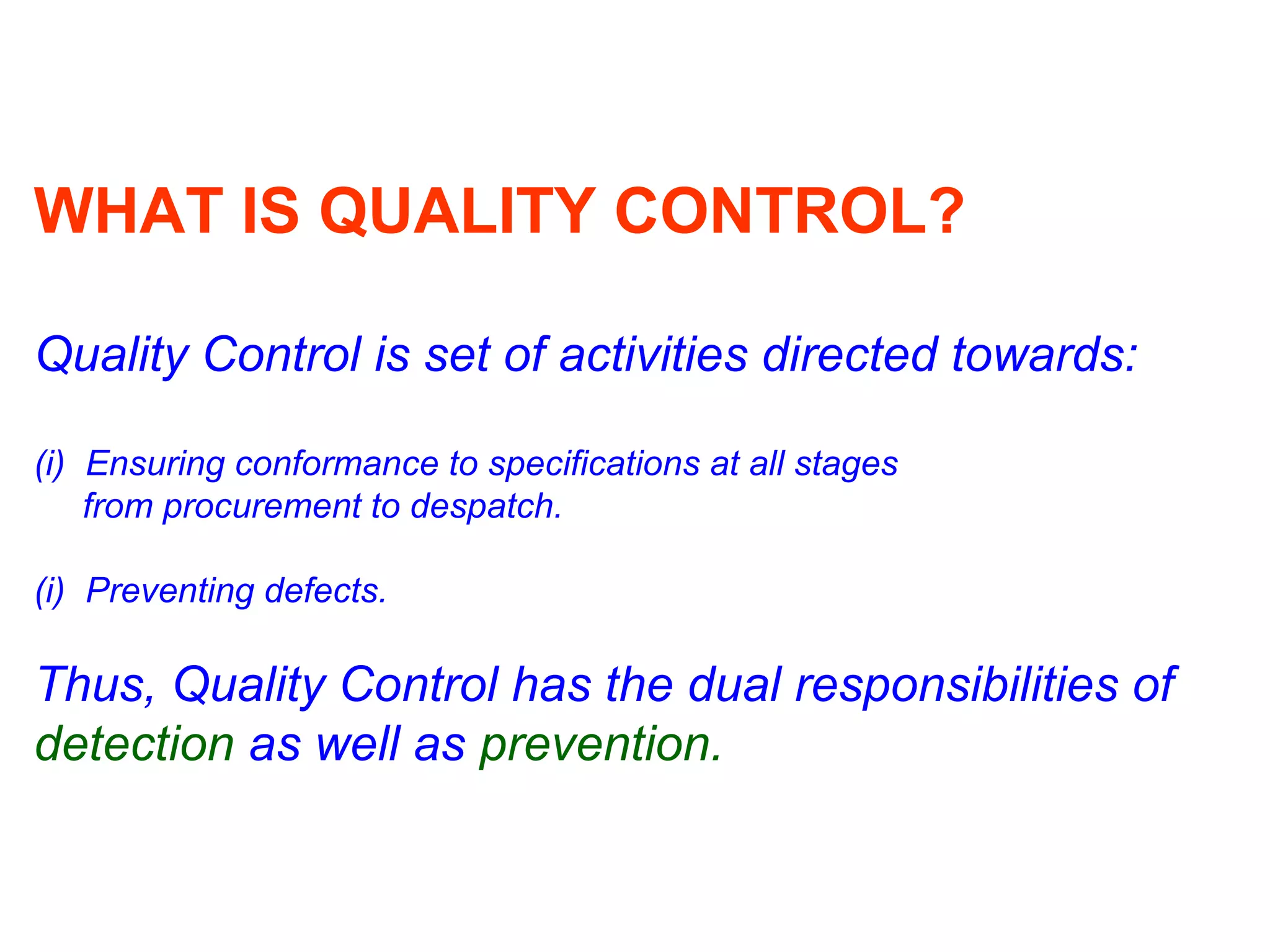 STATISTICAL QUALITY CONTROL | PPT
